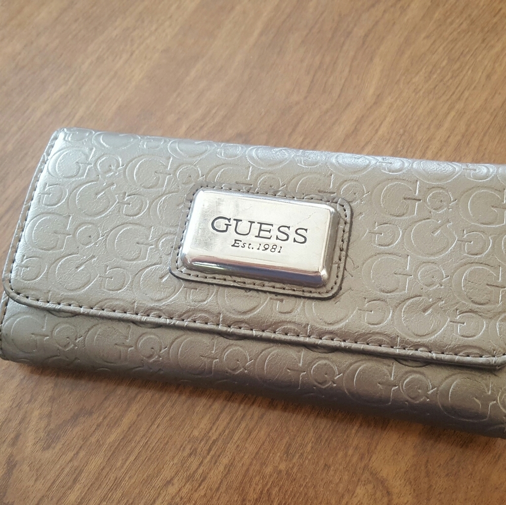 Guess Signature Wallet Cash Cards Checkbook Euc - Gem